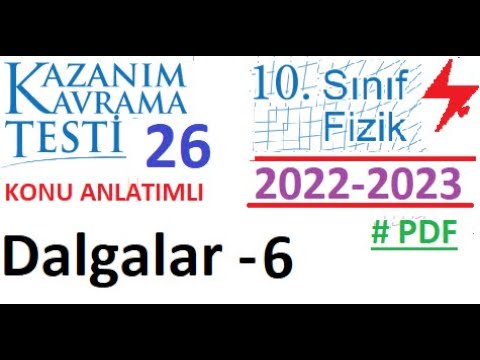 10. Sınıf | Fizik | MEB | Kazanım Testi 26 | Dalgalar 6 | 2022 2023 | PDF | TYT | YKS | 2023 2024