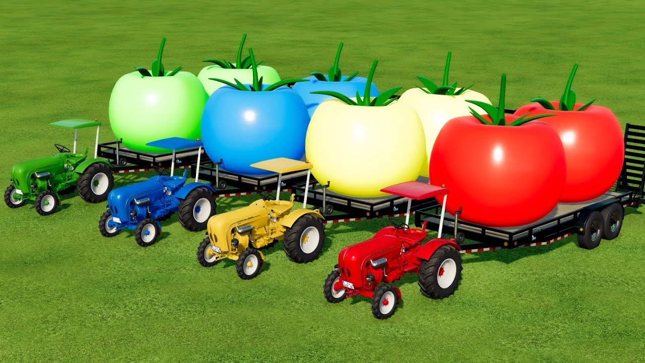 TRANSPORT GIANT TOMATOES WITH MASSEY TRACTORS #2 - Farming Simulator 22 ...