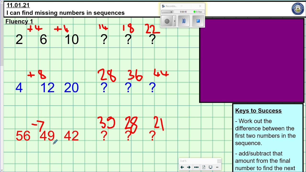 Year 6 - Maths - I can find missing numbers in sequences - YouTube