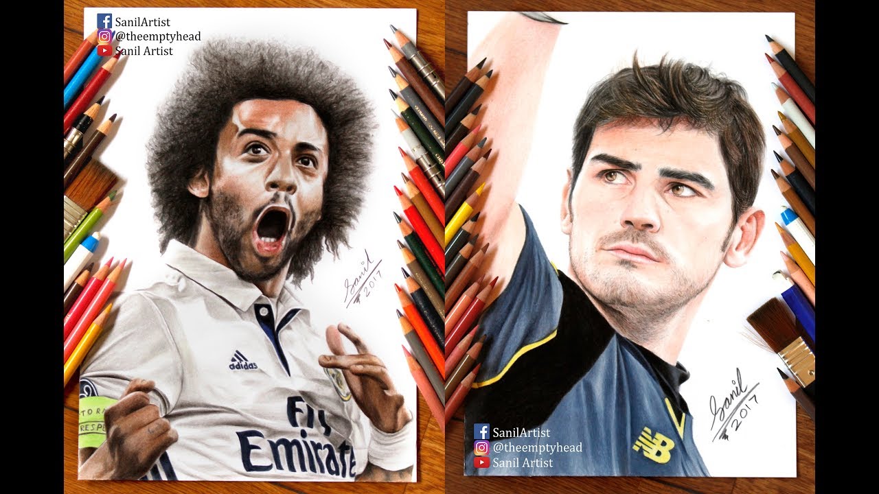 Compilation of some of my Real Madrid players drawing of 2017 - YouTube