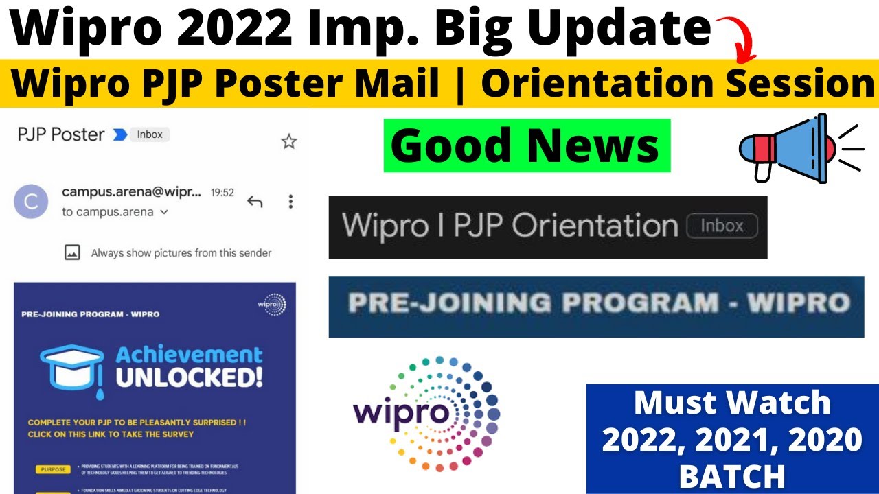 Wipro PJP -Pre Joining Program Poster Mail Update! Wipro Orientation Session Started for New ...