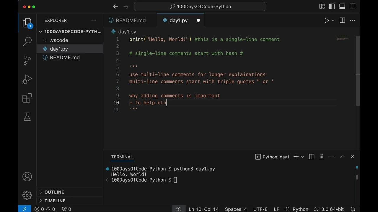 Python Day 1 - Hello, World! - YouTube
