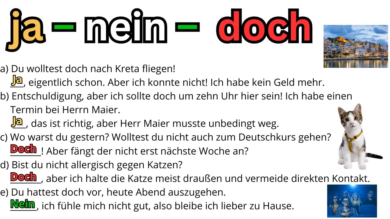 Ja / Nein / Doch (A2) Online German Phrases - YouTube