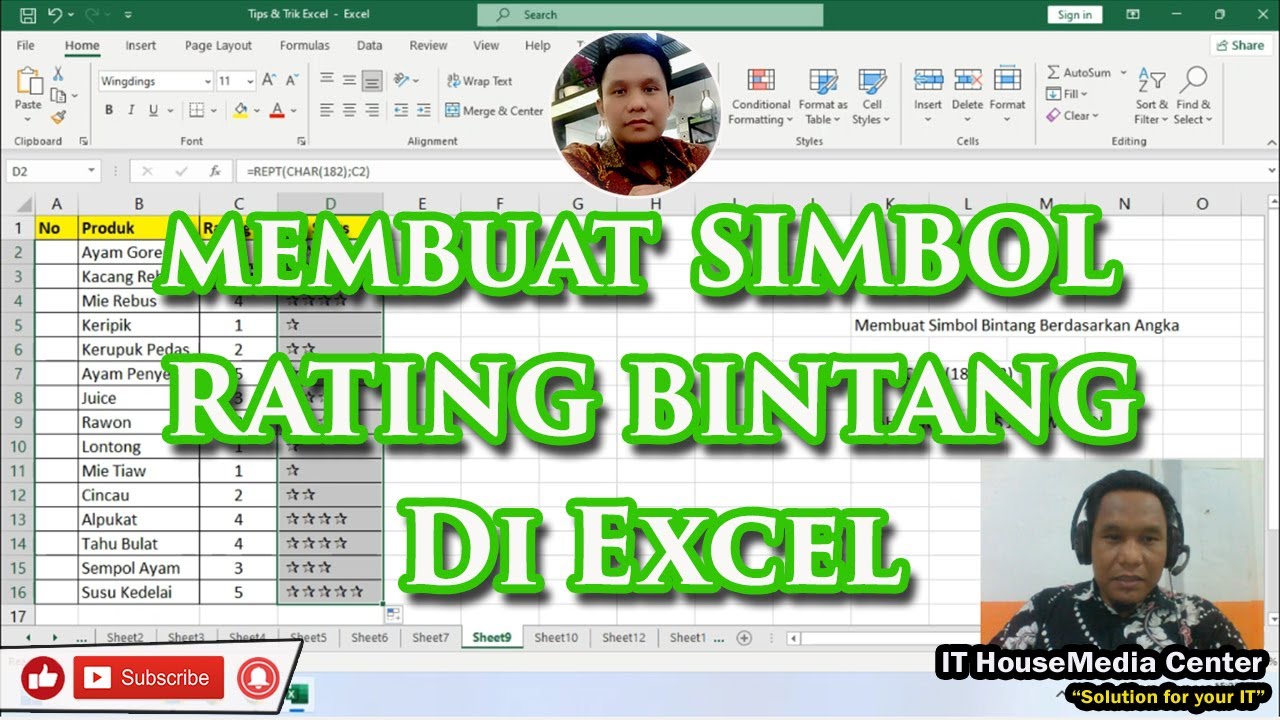🔴 Cara Membuat Simbol Bintang di Excel - YouTube