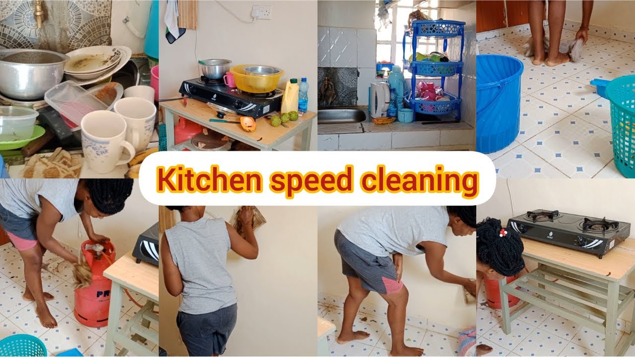 Speed clean my kitchen with me//cleaningmotivation - YouTube