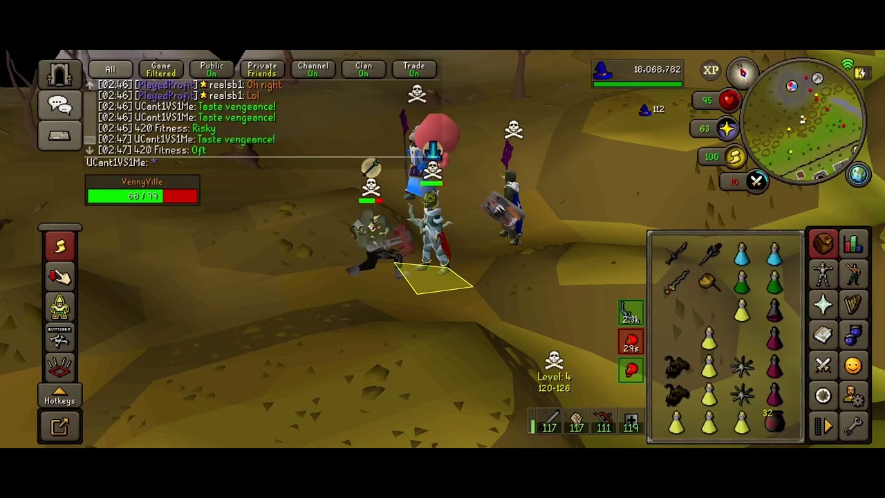 250m risk veng pking on main osrs Mobile pking - YouTube