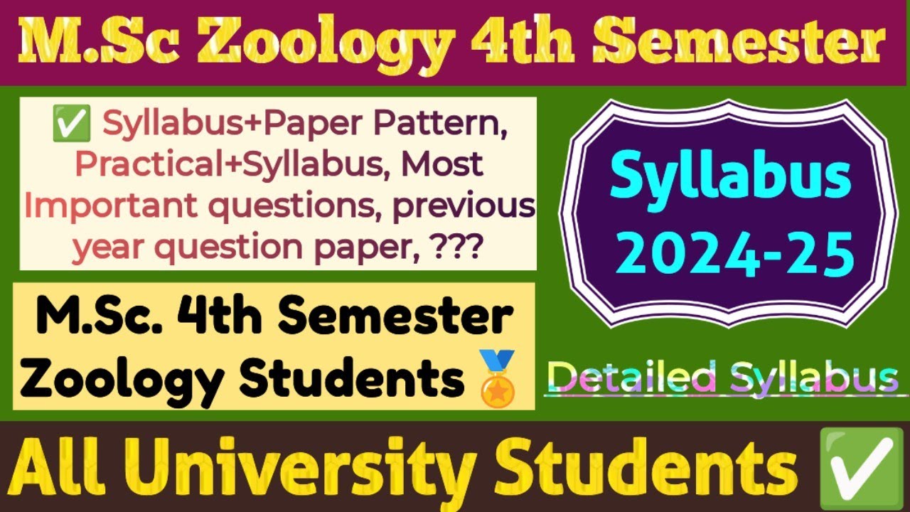 Msc 4th Semester Zoology New Syllabus 2024-25 || All University ...