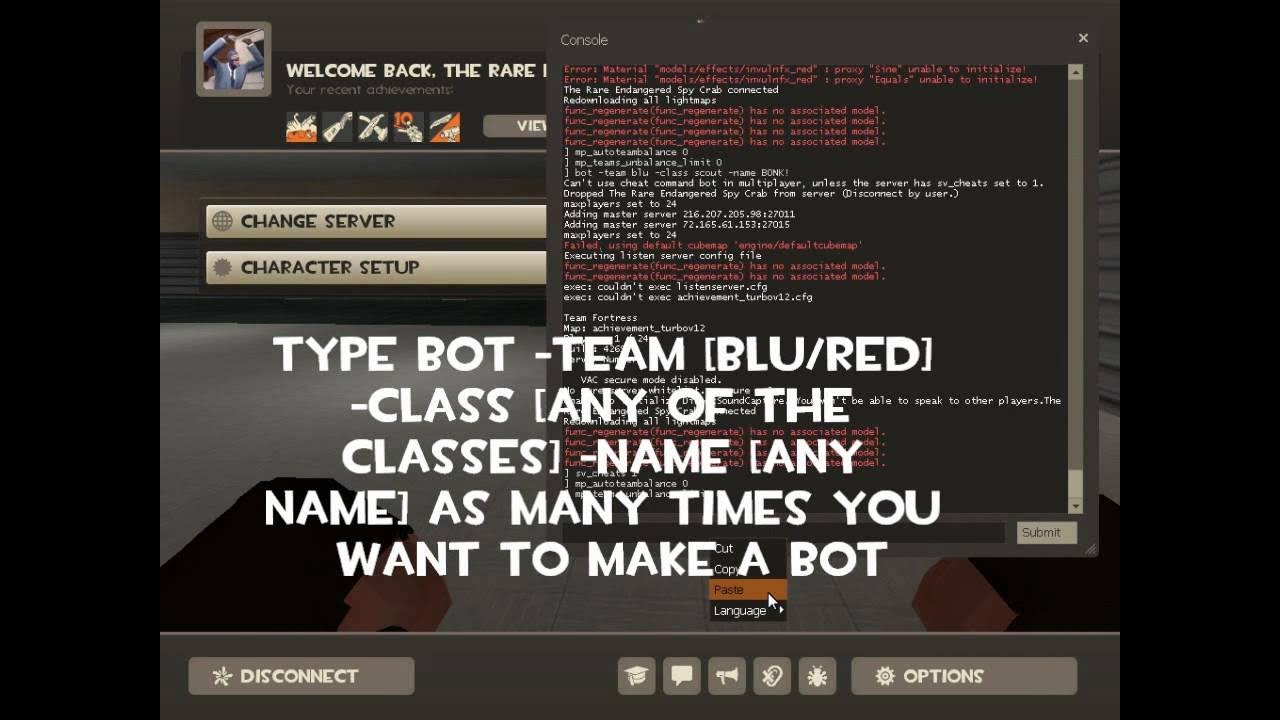 TF2 Tutorial: How start your server with idle bots - YouTube
