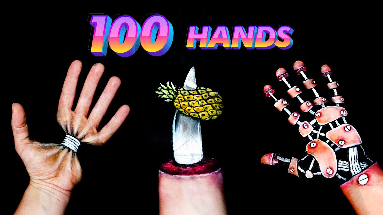 100 Amazing Hand Painting that I draw on my hand - YouTube