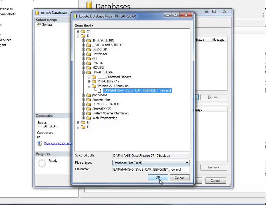 PhilAHIS - Attach Phil-AHIS Database in SQL Server Management Studio ...