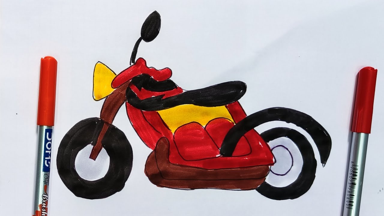 bike drawing for kids step by step drawing - YouTube