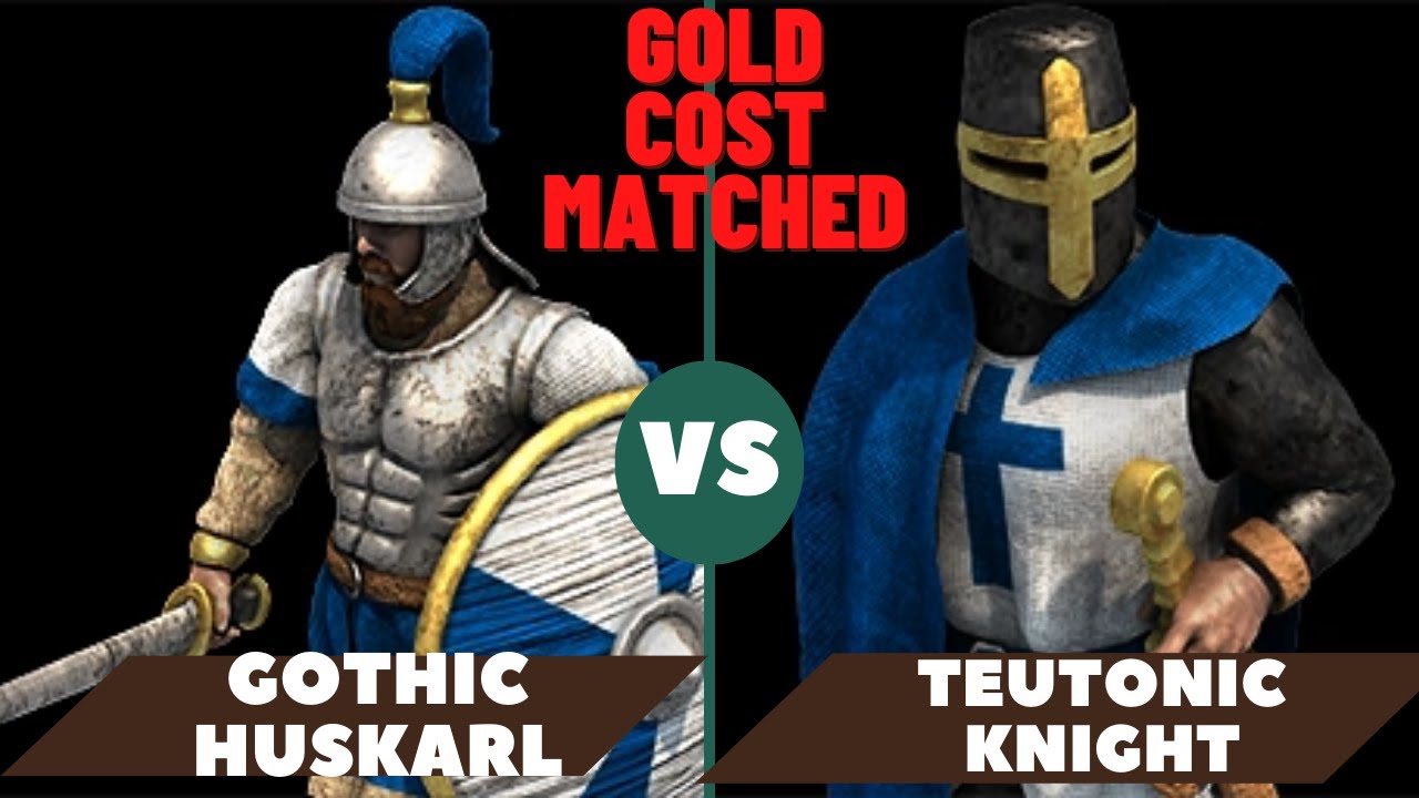 AOE2: 20 ELITE TEUTONIC KNIGHTS VS 30 ELITE GOTHIC HUSKARLS. SAME GOLD ...