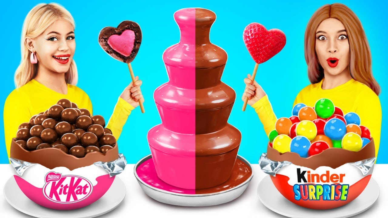 Chocolate Fountain Fondue Challenge | Sweet Crazy Challenge for 24 ...