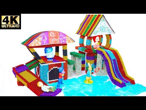 DIY How To Build Mini Water Slide Swimming Pool From Magnetic Balls Satisfying Asmr