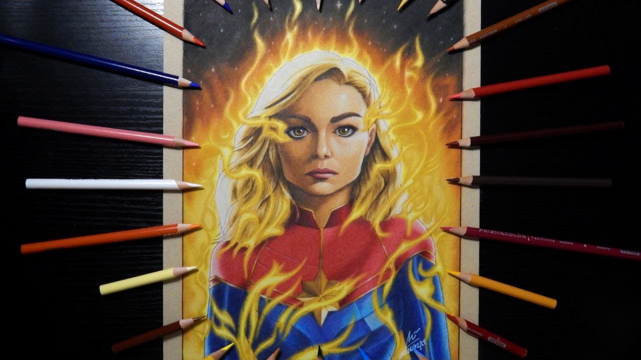 Drawing Captain Marvel: MCU The Marvels Fanart (Timelapse) - YouTube
