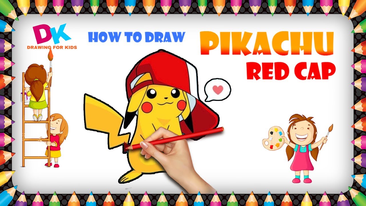 PIKACHU RED CAP easy drawing for kids #stepbystep #learn #art #pokemon ...