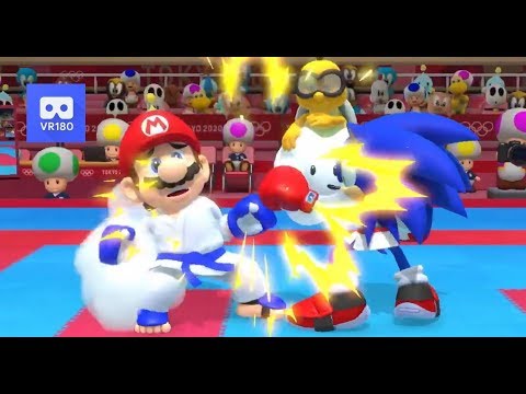 3D 180VR 4k Mario fight with Sonic ^^ Tokyo Olympic 2020 Mario & Sonic ...