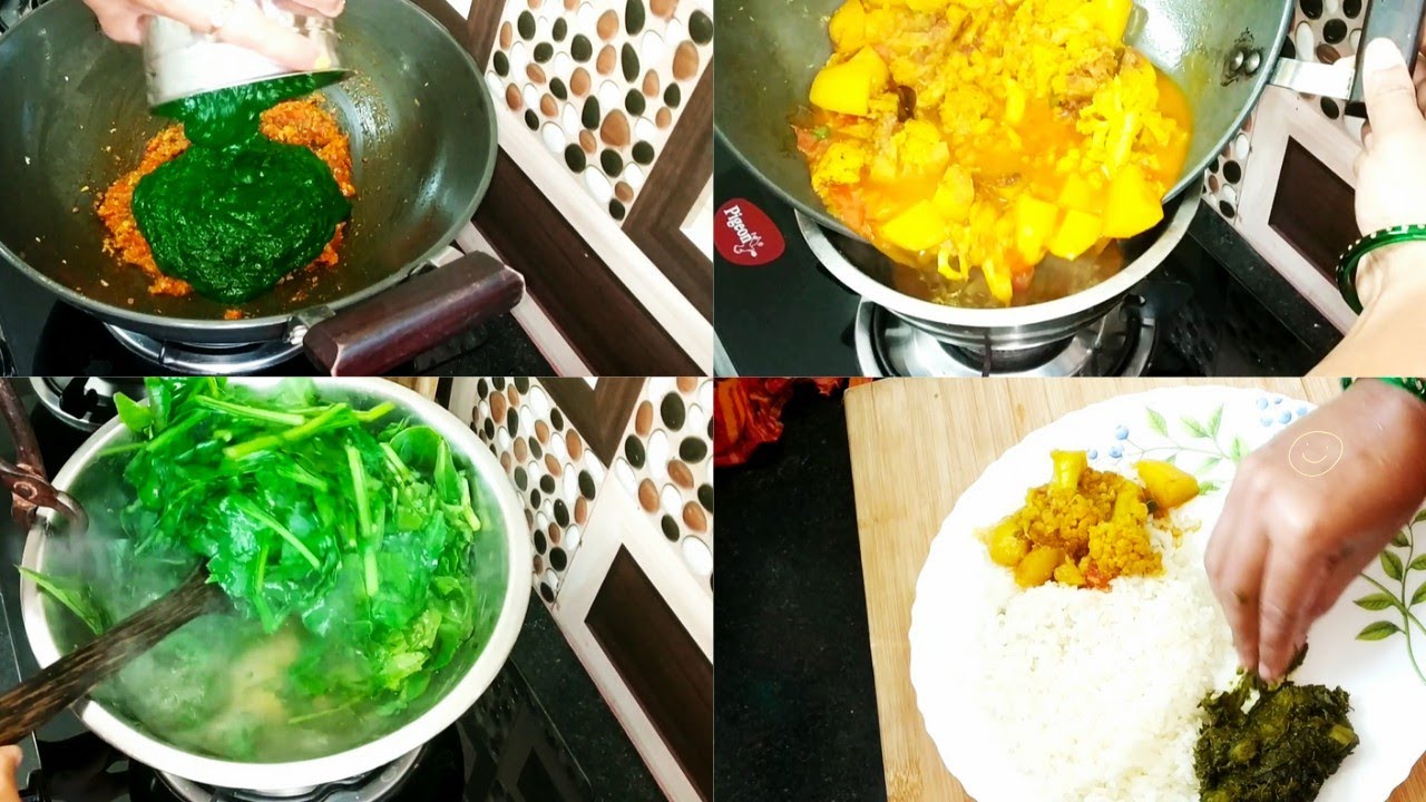 Alu Palak & Alu Gobi Recipe ️! My Today's Simple Quick n Delicious ...