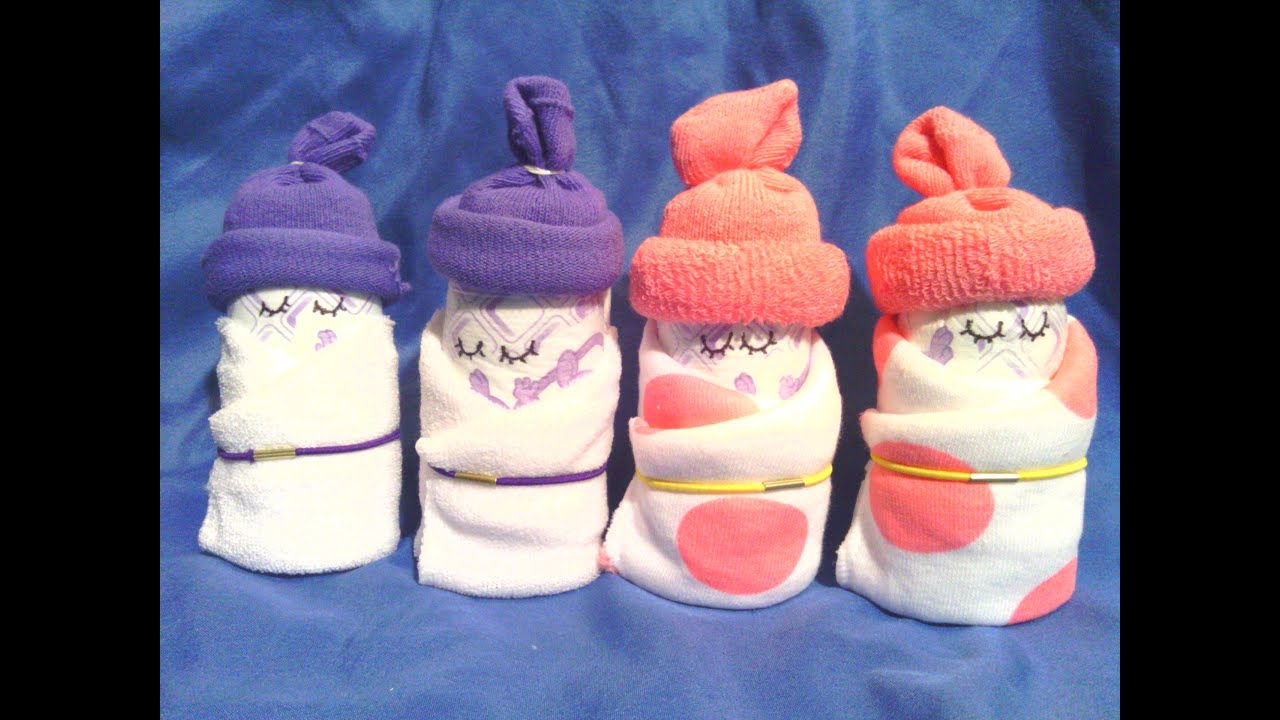 How to make Diaper Babies for a baby shower gift. - YouTube