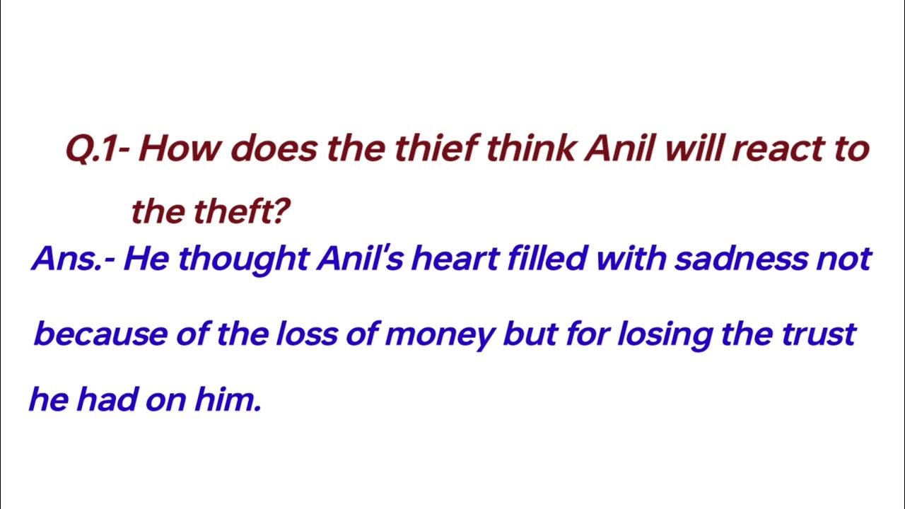 The Thief's Story|| Question and Answers|| Lesson -2 || Footprints ...