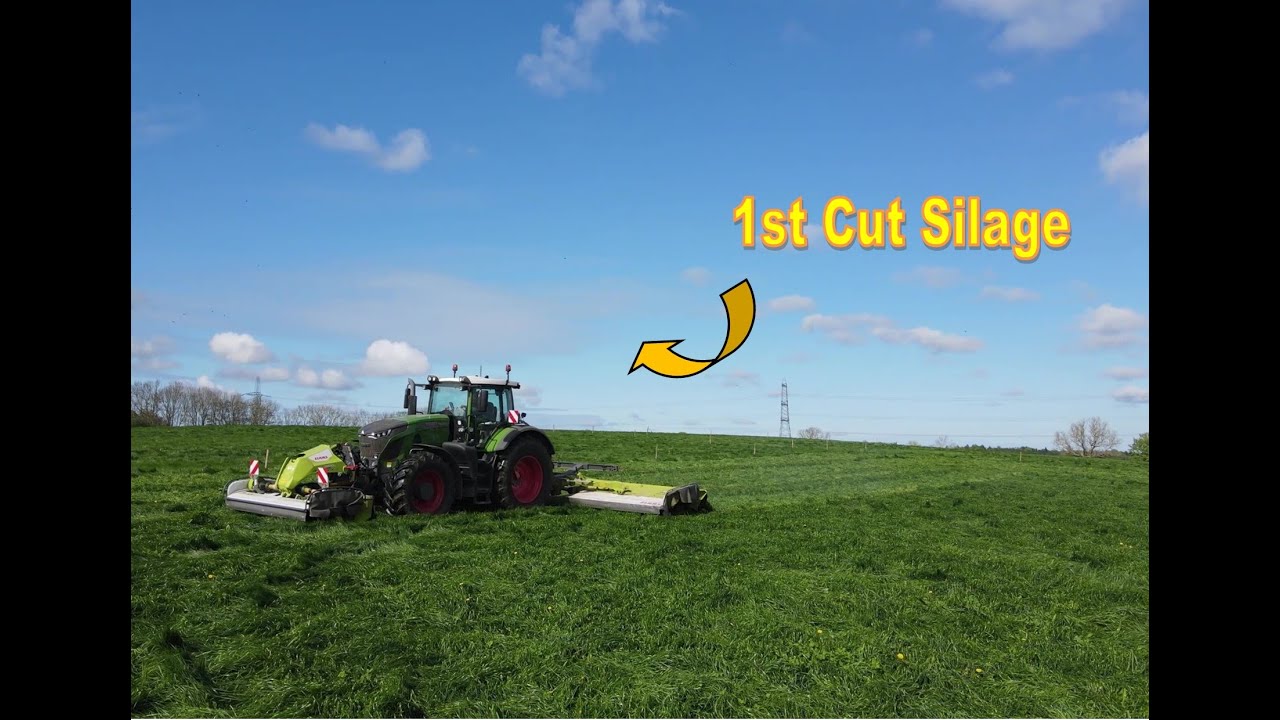 Fendt 963 and Claas triple mowers on First cut silage - Northumberland - YouTube