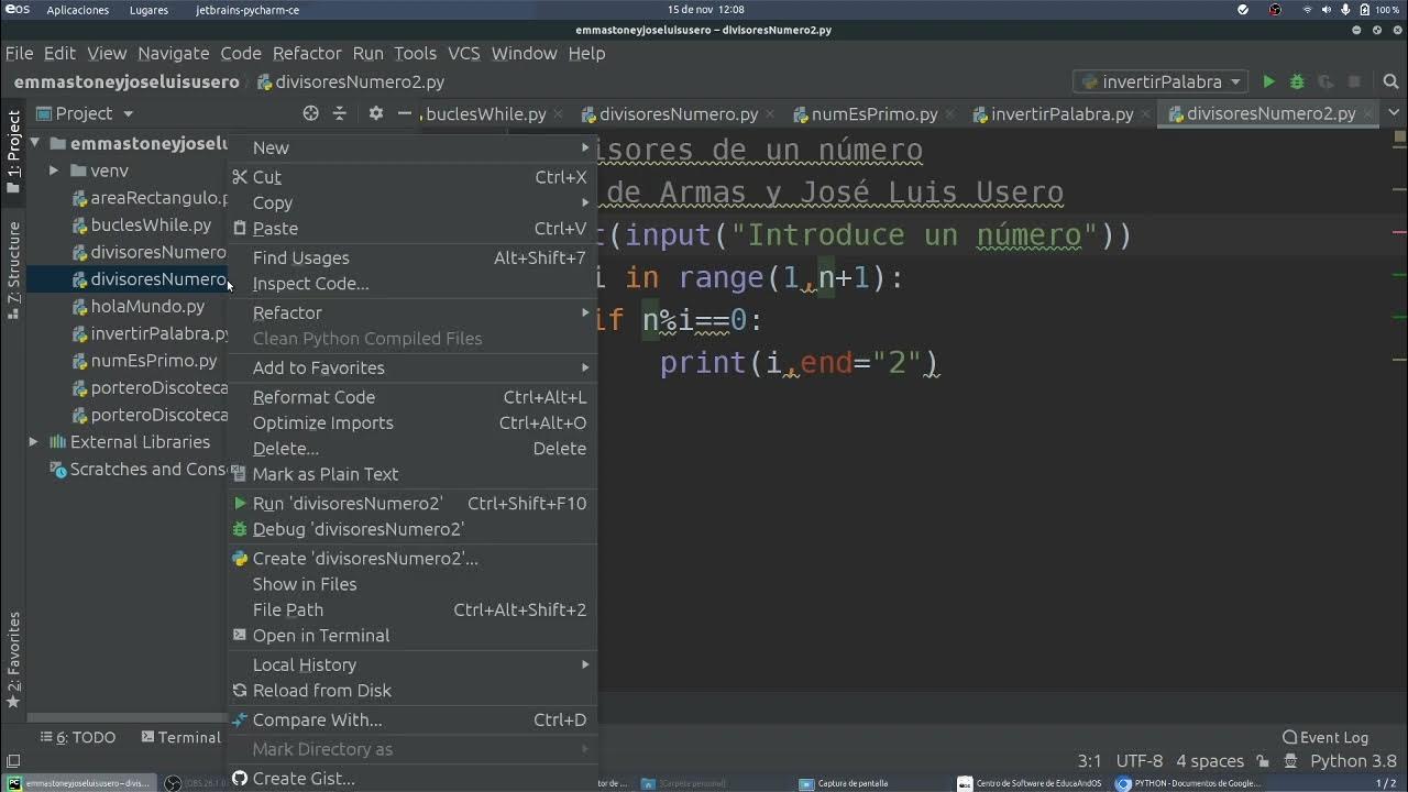 Divisores de un número Python CyR 3ESO IES Monterroso NOVACORPS - YouTube