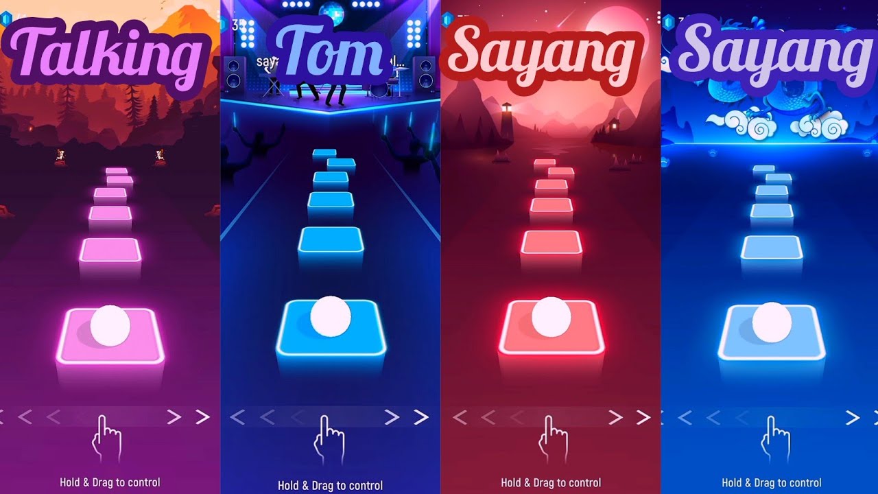 Tiles hop | Talking Tom | Tik Tok song | with 4 different Themes ...