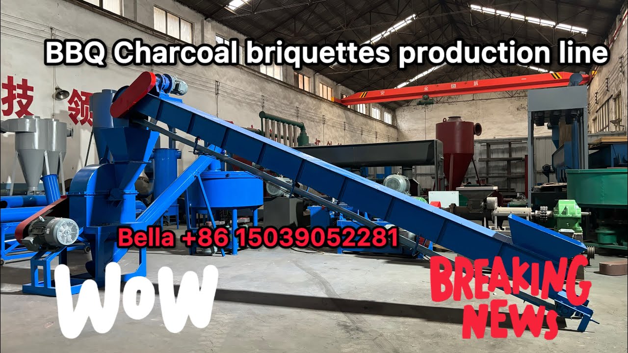 BBQ charcoal briquettes production line #briquettemachine # ...