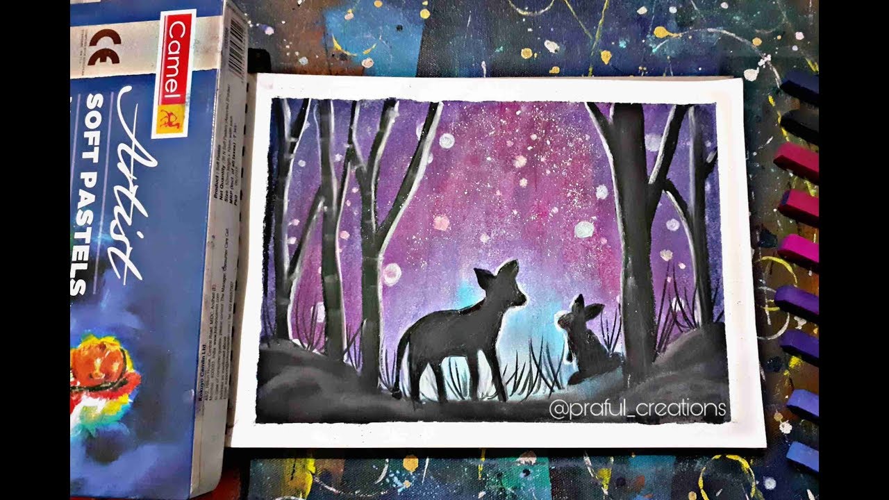 Soft Pastel night forest tutorial- Step-by-Step - YouTube