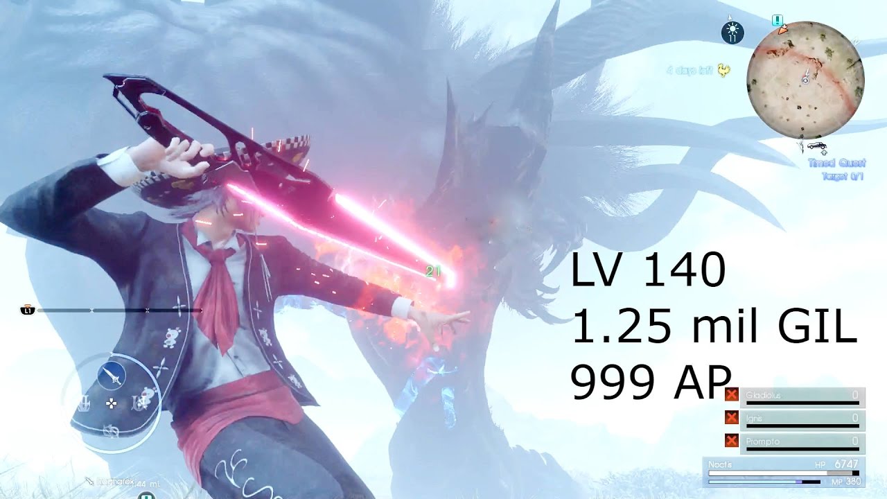 Final Fantasy XV Dread Behemoth Boss Level 140 Fight and 999 AP - YouTube