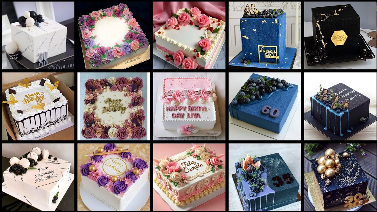Stylish Square Shaped Birthday Cake/Beautiful Birthday Cake Designs ...