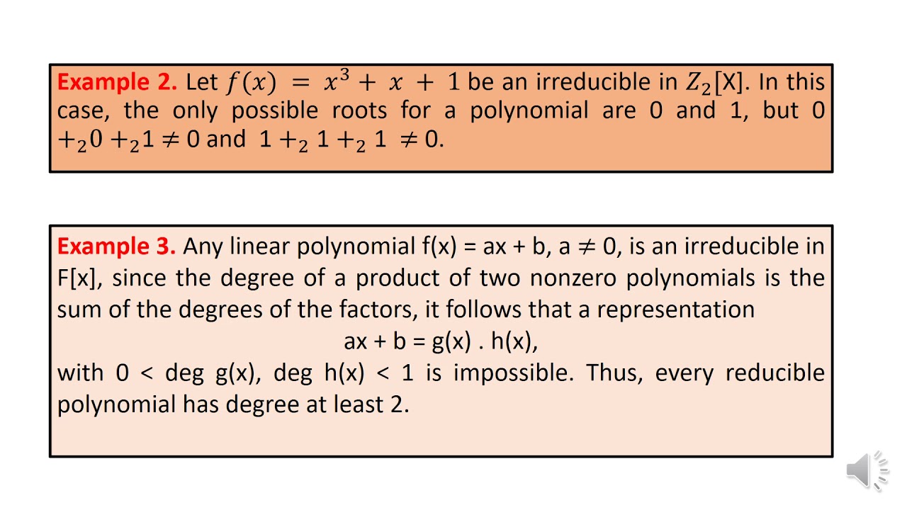 Lecture 1 irreducible polynomials - YouTube