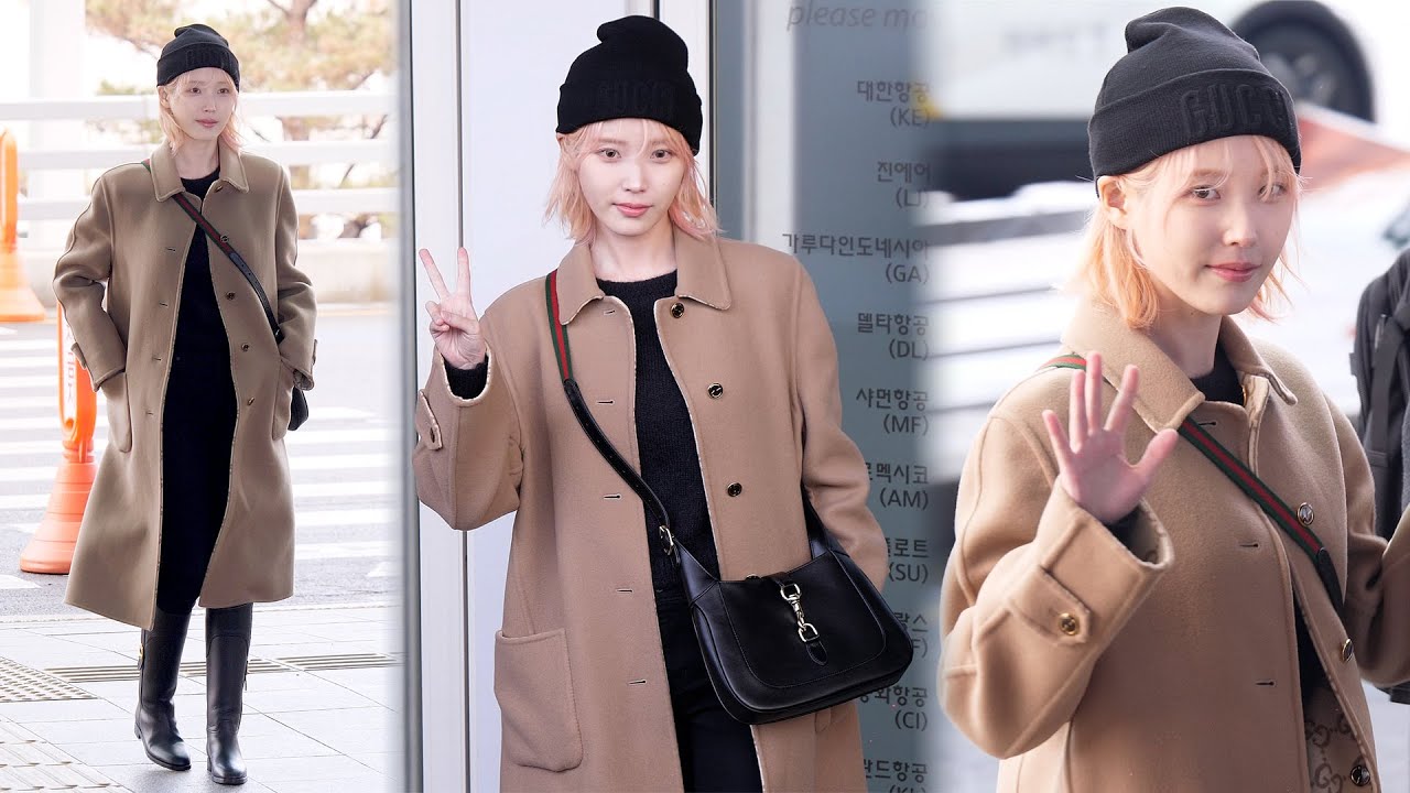 핑크머리 아이유 Iu 구찌 밀라노 패션위크 출국 4k 직캠|240111 인천공항 Youtube