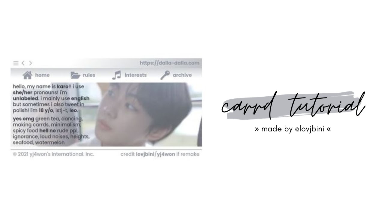 interactive & easy carrd tutorial — © yj4won - YouTube