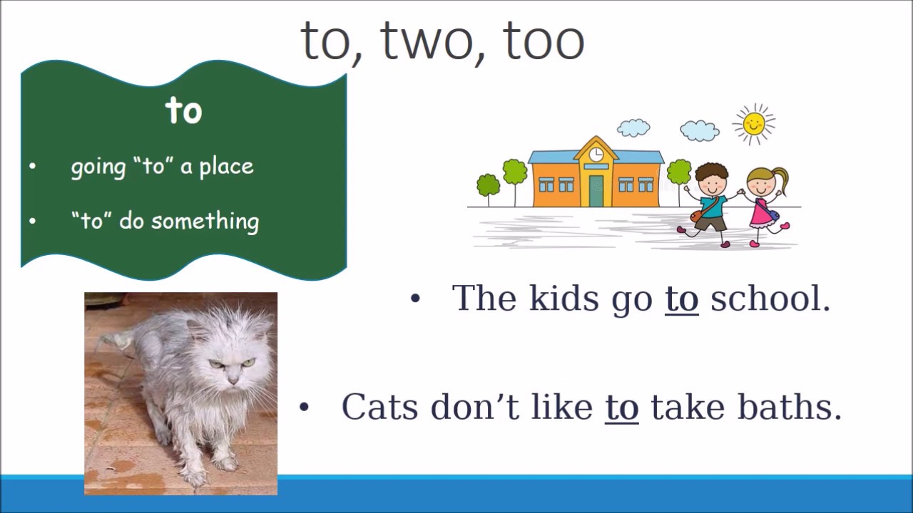 Homophones - "to/two/too" "by/buy/bye" - YouTube