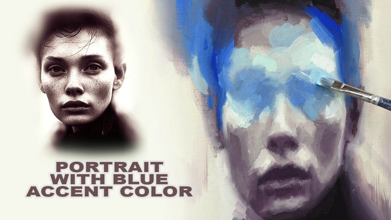 BLUE ABSTRACT Portrait Process. Includes Every Brushstroke! - YouTube
