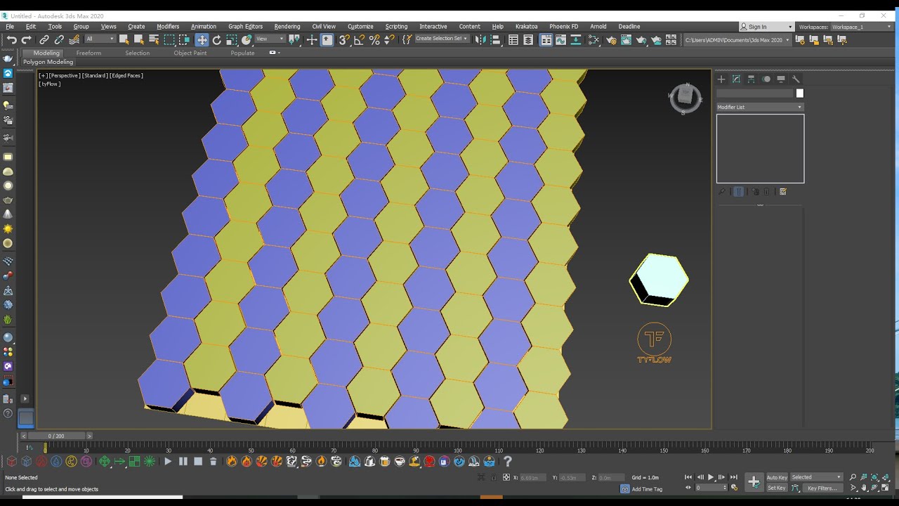 How to generate a hexagonal grid in tyflow - YouTube