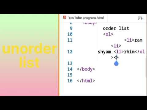 html coding laesan 6 for beginners order list and unorder list tag@khanjicoding62 - YouTube