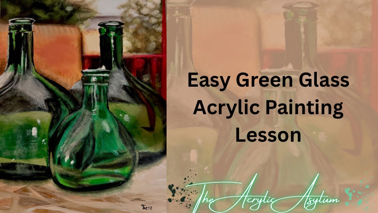 Easy Green Glass Acrylic Painting Lesson - YouTube