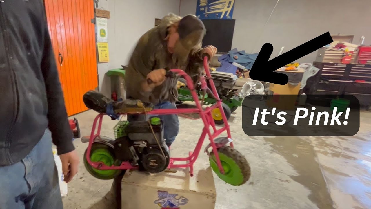 We Painted The Mini Bike Pink! (It Broke) - YouTube