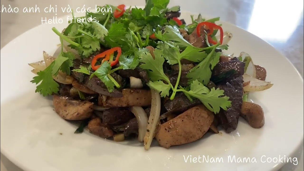 VietNam Mama Cooking - lá lách cật lợn cháy tỏi Pork spleen and kidneys ...