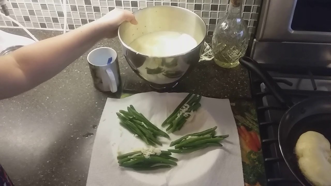 Como hacer ejotes forrados con queso mozzarella - YouTube