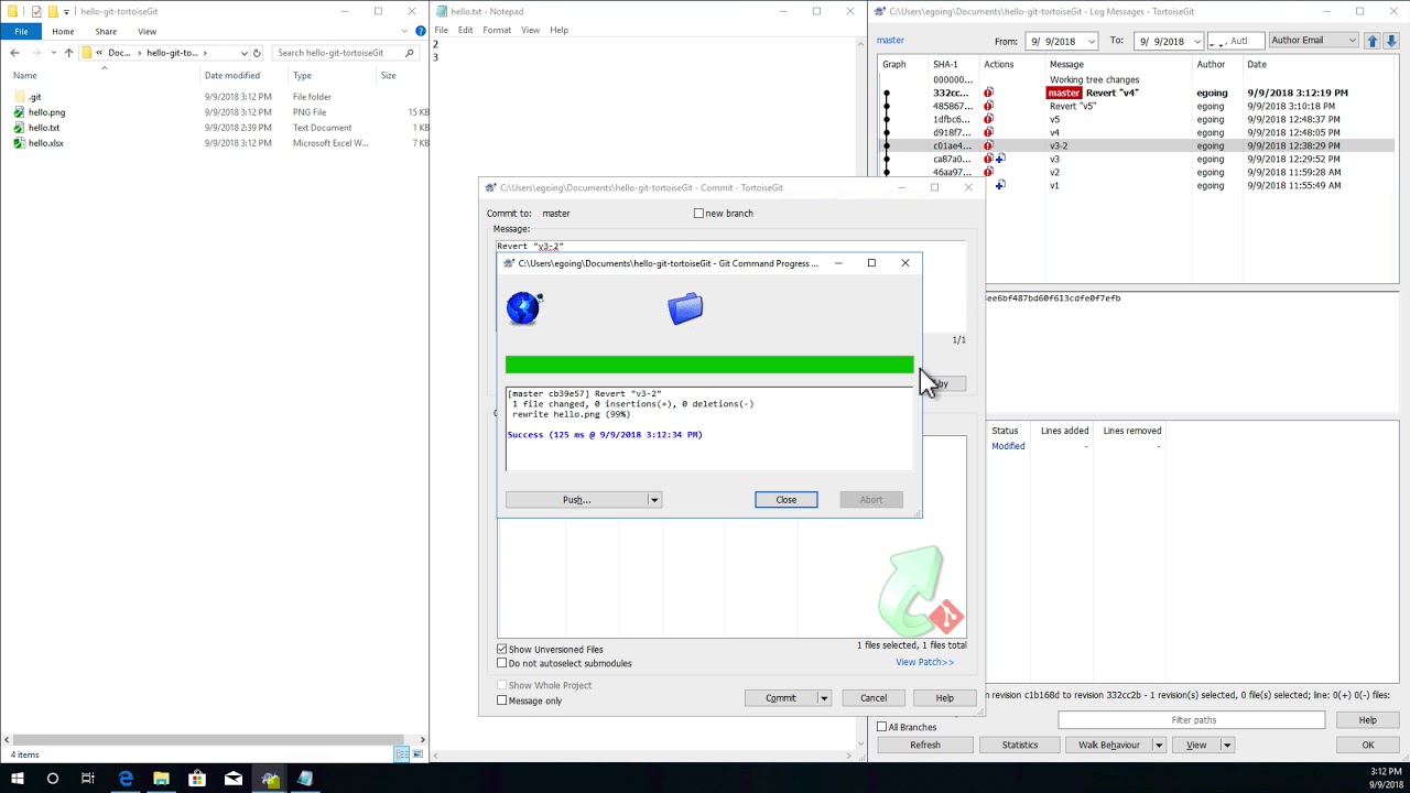 GIT2 - TortoiseGit 8.2.버전 되돌리기 (revert) - YouTube