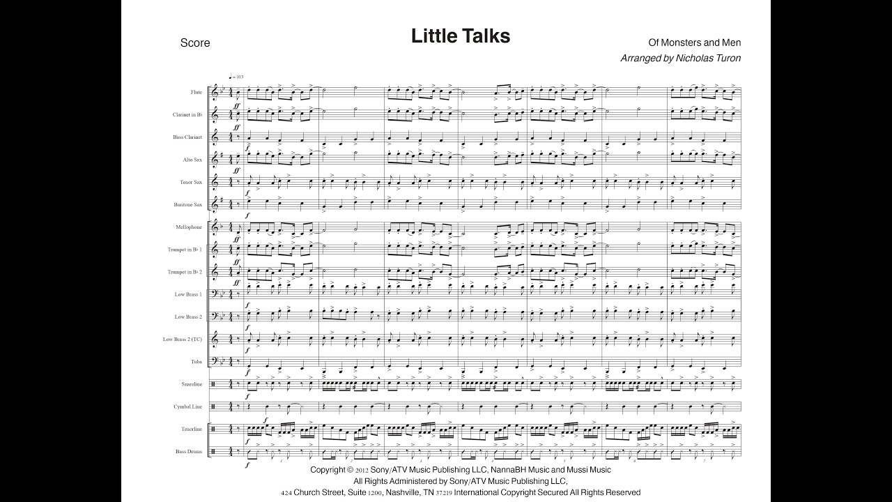 Little Talks - Of Monsters and Men (Marching Band) arranged by Nicholas ...
