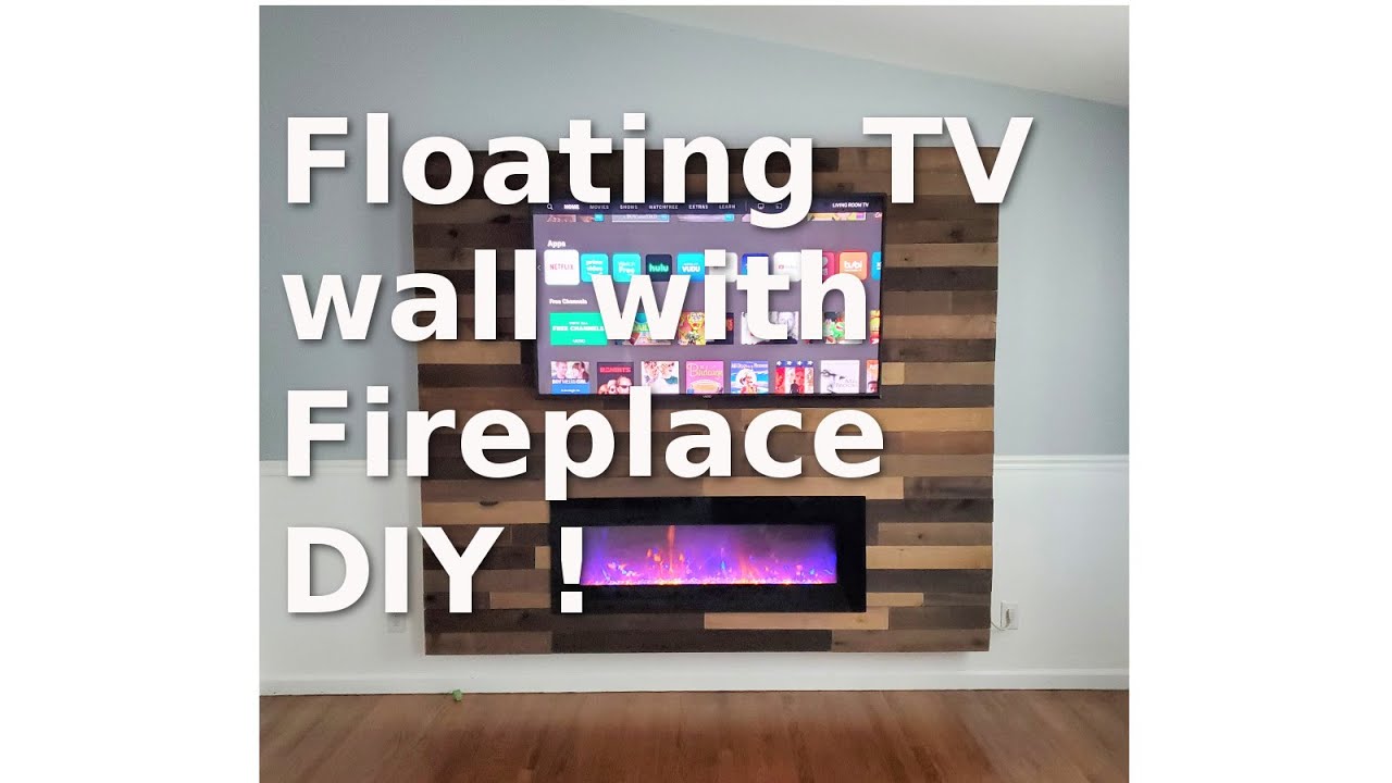 Floating TV wall with Fireplace - DIY - YouTube