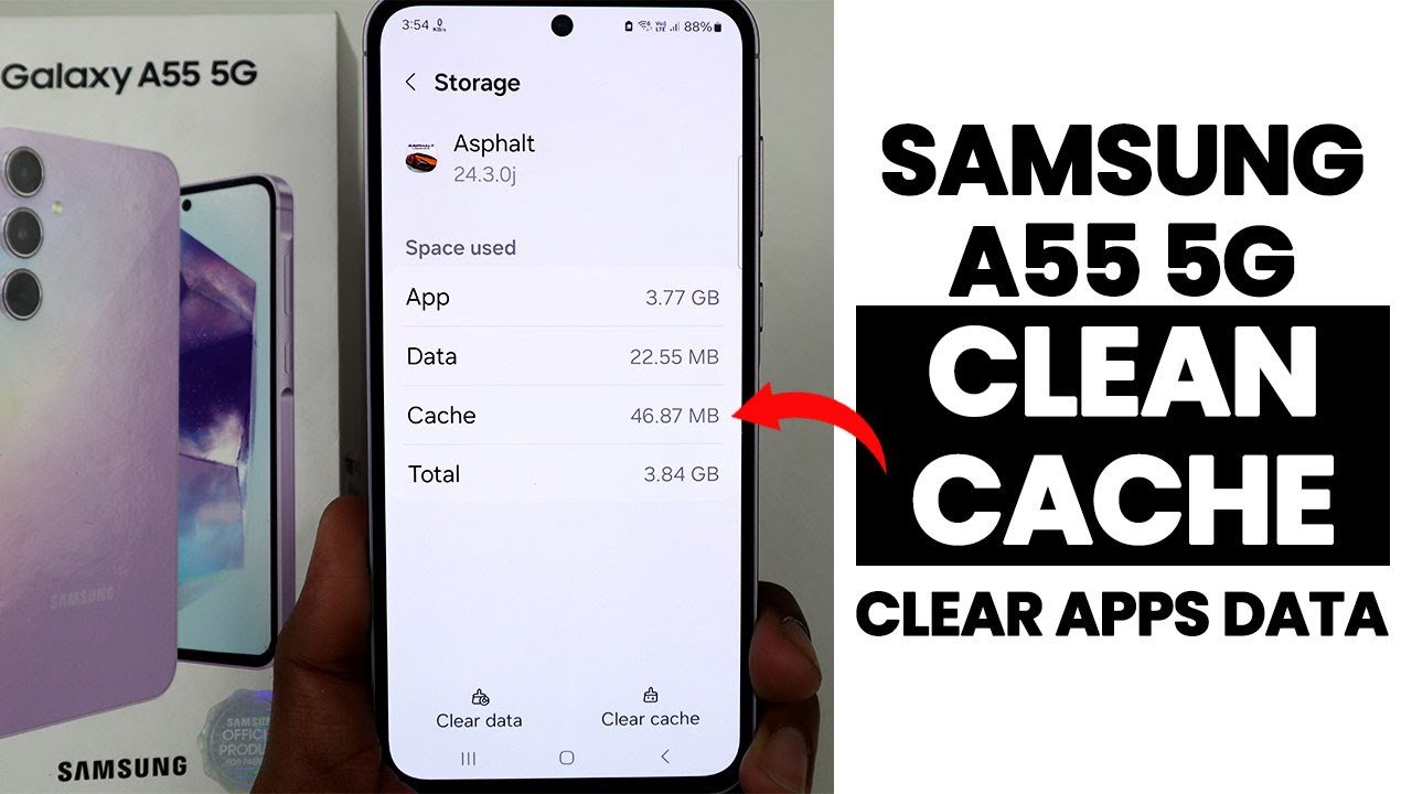 Samsung A35/A55 5G : Clear App Cache - Clear Data - YouTube