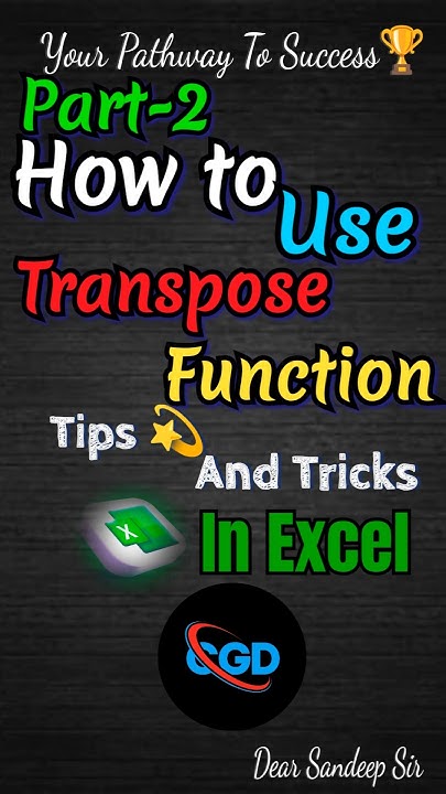 How to use transpose function in excel part -2 #exceltips #tutorial #shortvideo - YouTube