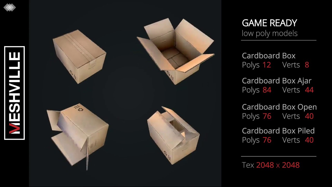 3d model Cardboard box set of package boxes industrial props, game ...