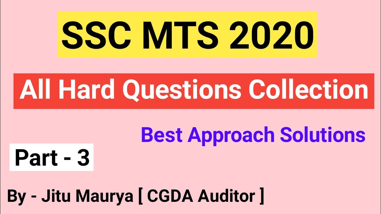 SSC MTS 2020 Maths Paper Solution|| All Hard Questions || Maths Solved ...