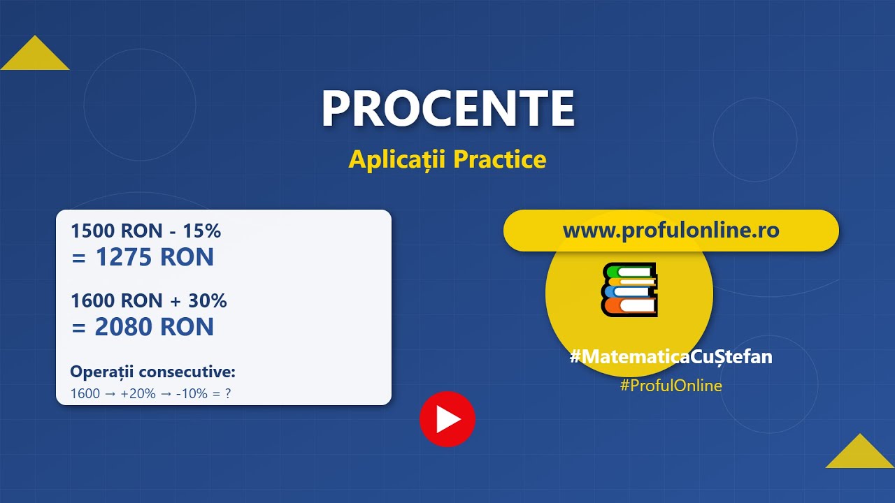 Procente - Aplicații Practice: Reduceri și Scumpiri | Probleme ...
